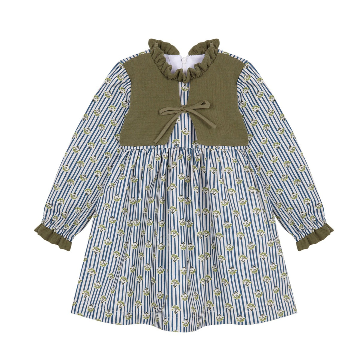 Birinit Petit, Grove dress 達利條紋幾何綠花拼接洋裝 5y – summuse