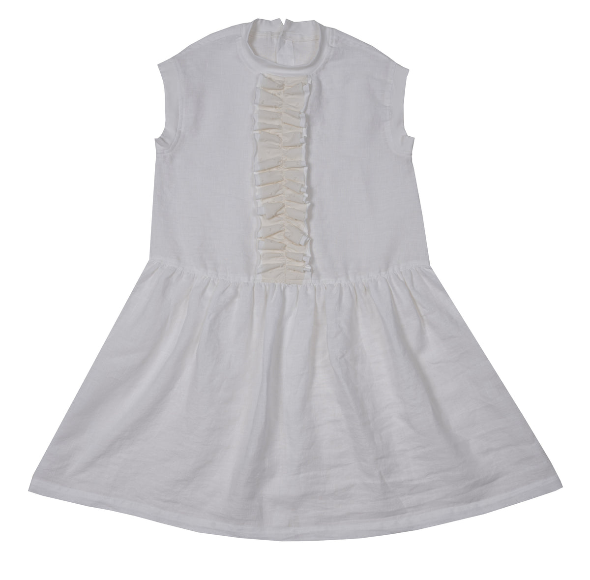 FROU FROU, Dress Sara Off White 莎拉復古荷葉花邊無袖水洗亞麻洋裝 2-8y – summuse